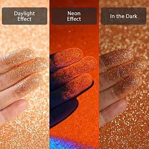 Lrisy Extra Fine Neon Punk Metallic Glitter Powder with Shaker Lid 140g/4.5oz, Bulk Glitter for Festivals,Art Nails,Body,Hair,Slime,Tumblesrs,Epoxy Resin and Craft. (Punk Cream Orange)