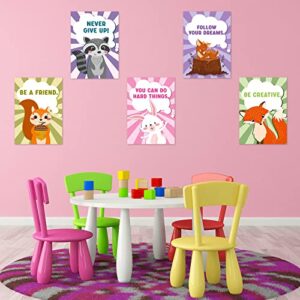 9 Pcs Woodland Nursery Decor Cute Safari Room Decor Animals Inspirational Quote Be Brave Posters for Girls Boys Baby Kids Room Decoration, 10 x 14 Inch