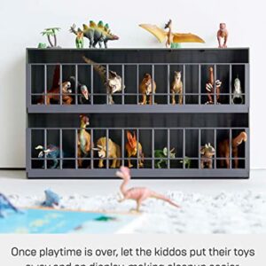 Yamazaki Home Two-Tier Toy Dinosaur and Animal Display Storage Rack, Childrens' Toy Bin Organizer Box, Plastic, Stackable, No Assembly Req.