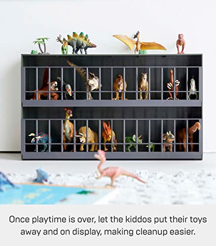 Yamazaki Home Two-Tier Toy Dinosaur and Animal Display Storage Rack, Childrens' Toy Bin Organizer Box, Plastic, Stackable, No Assembly Req.