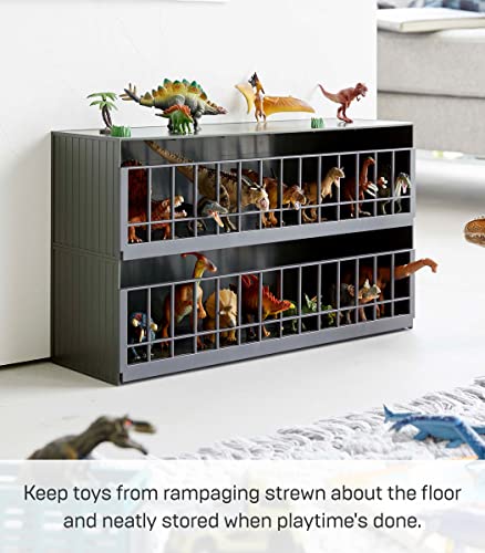 Yamazaki Home Two-Tier Toy Dinosaur and Animal Display Storage Rack, Childrens' Toy Bin Organizer Box, Plastic, Stackable, No Assembly Req.