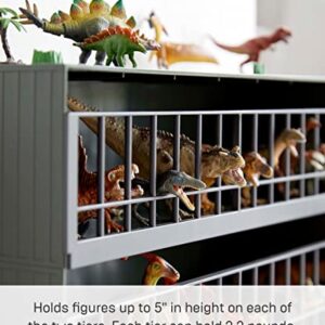 Yamazaki Home Two-Tier Toy Dinosaur and Animal Display Storage Rack, Childrens' Toy Bin Organizer Box, Plastic, Stackable, No Assembly Req.