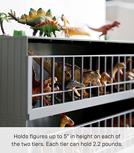 Yamazaki Home Two-Tier Toy Dinosaur and Animal Display Storage Rack, Childrens' Toy Bin Organizer Box, Plastic, Stackable, No Assembly Req.