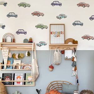 astrkiz boy wall decals peel and stick, watercolor multicolor cars wall sticker for baby boys room kids room playroom gender neutral room nursery wall art stickers decor