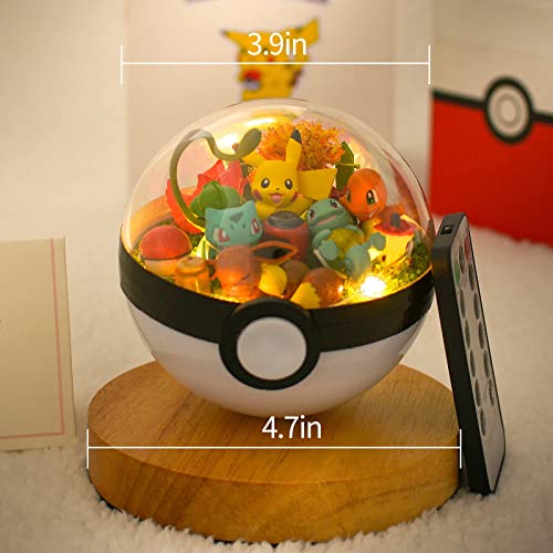 Acinolita Cool Lights for Bedroom - LED Night Light Pokeball Terrarium Light Up Ball for Bedroom Decorations, Christmas Gifts & Birthday & Valentine's Day Gifts for Adults Kids Girl Boy Women Men