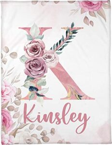 zocoshi teewarrior personalized baby blankets, custom baby blanket - baby blanket with name for girls, best gift for baby, newborn floral plush fleece (30x40)