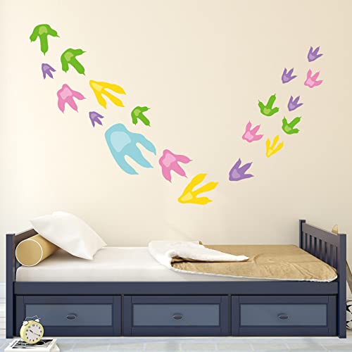 Fumete 48 Pcs Dinosaur Wall Decals Dinosaur Footprint Stickers for Floor Removable Dinosaur Decor for Bedroom Bathroom Dinosaur Feet Room Decor for Kid Nursery Birthday Party