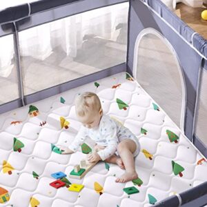 Premium Foam Baby Play Mat 50" X 50", Thick One-Piece Crawling Mat, Odorless Baby Playpen Mat Floor Mat, Non-Slip Cushioned Baby Playmat for Infants,Babies,Toddlers. Machine Washable for Easy Care.