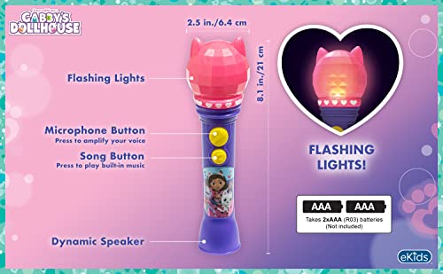 DreamWorks Gabby's Dollhouse Toy Microphone for Kids, Musical Toy for Girls with Built-in Song, Kids Microphone Designed for Ages 3 and Up