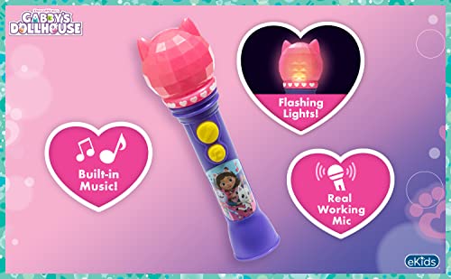 DreamWorks Gabby's Dollhouse Toy Microphone for Kids, Musical Toy for Girls with Built-in Song, Kids Microphone Designed for Ages 3 and Up