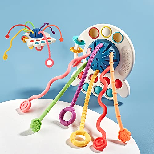 Tuko Baby Toys 6-12-18 Months Baby Sensory Toys Silicone Pull String Toys Montessori Toys for Toddlers