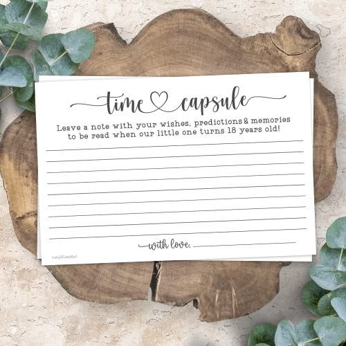 m&h invites Time Capsule Cards 1st Birthday or Baby Shower (50 Count) Game Activity - Heart Script Design