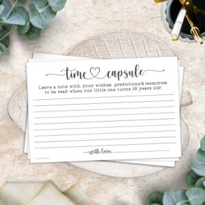 m&h invites Time Capsule Cards 1st Birthday or Baby Shower (50 Count) Game Activity - Heart Script Design