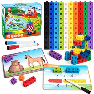 coogam math cubes, manipulatives number counting blocks with activity snap linking cube math construction toy gift for preschool kindergarten learning