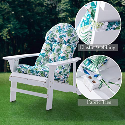 Enipate Tropical Print Adirondack Chair Cushions, Weather Resistant Patio Chair Seat Cushion, Tufted Thicken Outdoor High Back Rocking Chair Pads