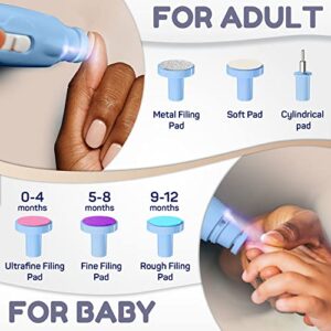 Baby Nail Trimmer Electric Rechargeable - Baby Nail Clippers Electric w/Led Light for Newborn, Infant, Toddler, Kids - Baby Manicure Fingernail Care Set - Baby Essentials Must Haves Grinder Cutter…