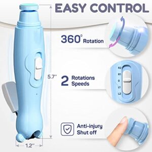 Baby Nail Trimmer Electric Rechargeable - Baby Nail Clippers Electric w/Led Light for Newborn, Infant, Toddler, Kids - Baby Manicure Fingernail Care Set - Baby Essentials Must Haves Grinder Cutter…