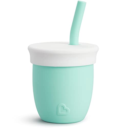 Munchkin® C’est Silicone! Open Training Cup with Straw for Babies and Toddlers 6 Months+, 4 Ounce, Mint