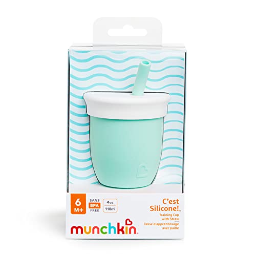 Munchkin® C’est Silicone! Open Training Cup with Straw for Babies and Toddlers 6 Months+, 4 Ounce, Mint