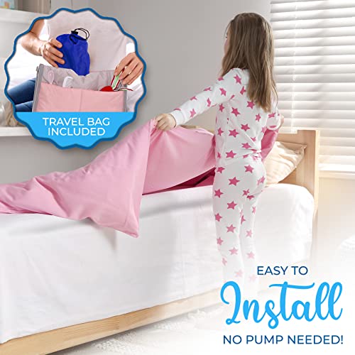 Babylio Inflatable Bed Rail [2-Pack] Travel Bed Rails for Toddlers- Lightweight & Durable Bed Guard Rails Compatible with Twin, Full, Queen & King Bed Sizes- No Pump Required- with Travel Bag