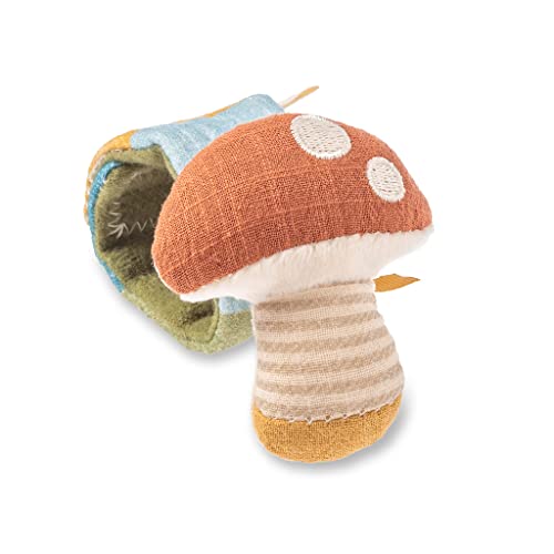 Itzy Ritzy Wrist Rattle – Wearable Itzy Bitzy Rattle for Babies; Made of Soft Cotton and Easily Attaches to Wrist; Makes Gentle Rattle Sound; Mushroom