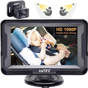 baby car camera rear facing: hd 1080p car baby monitor with camera wide view 360° rotation adjustable backseat camera crystal night vision 3 mins easy to install