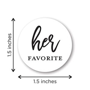 1.5" Round His Favorite Her Favorite Wedding Favor Stickers - Set of120 (60 of Each) (Black)