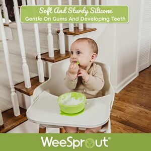 WeeSprout Baby Spoons, Shorter Length for Self Feeding, Soft Food Grade Silicone Baby Utensils for 6+ Months, Chew-Proof Durable Design, Easy Grip Handles, Dishwasher Safe, Carrying Case, 3 Pack