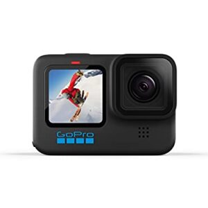 GoPro HERO10 Black - Waterproof Action Camera with Front LCD and Touch Rear Screens, 5.3K60 Ultra HD Video, 23MP Photos, 1080p Live Streaming, Webcam, Stabilization (Renewed)