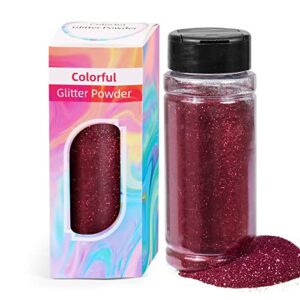 domystar ultra fine glitter powder 3.5oz craft glitter sequins pet for epoxy resin, slime, tumblers, makeup, nail&painting arts, festival decoration - deep red wine