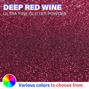 DoMyStar Ultra Fine Glitter Powder 3.5oz Craft Glitter Sequins PET for Epoxy Resin, Slime, Tumblers, Makeup, Nail&Painting Arts, Festival Decoration - Deep Red Wine