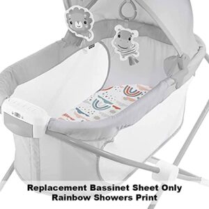 Ele Toys Replacement Part for Fisher-Price Soothing View Projection Bassinet - GVG89 ~ Rainbow Showers Print ~ Replacement Bassinet Sheet, White, Red, Green, Blue, 4 ounces