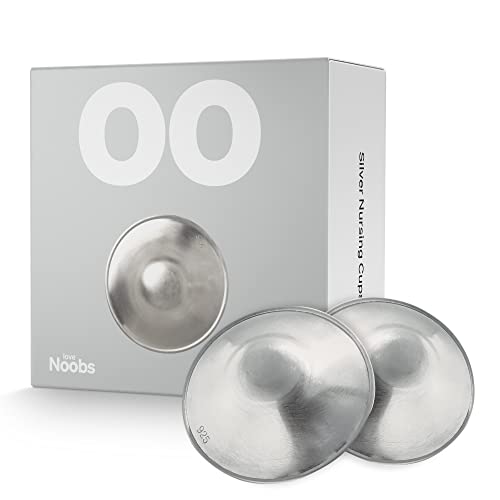 Love Noobs Silver Nursing Cups, Soothing Nipple Shields for Nursing Newborn Babies, Nickel-Free, Pure Silver Nipple Shield, Silver Nipple Covers Breastfeeding Essential, Regular, 1 Pack