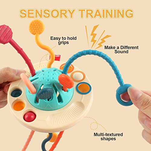 Montessori Toys for 1 Year Old, Baby Toys 12-18 Months, Sensory Toys 6-12 Months, UFO Toy Food Grade Silicone Baby Teething Toys, Toddler Travel Toys, First Birthday Gifts for Baby - UFO