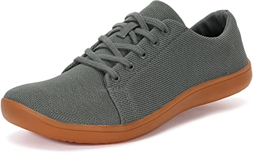 WHITIN Men's Fashion Barefoot Knit Minimalist Sneakers Zero Drop Sole Minimus Casual Size 8 Tennis Shoes Fashion Outdoor Walking Flat Lightweight Comfortable Zapatos Grey Gum 41