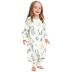 lifetree baby sleep sack, sleep sack toddler sleeping bag with legs long sleeves, 2t 3t wearable blanket baby, bamboo cotton (eucalyptus, 18m-3t)