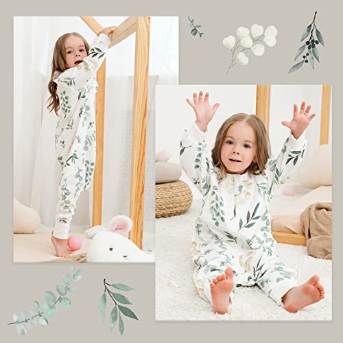 LifeTree Baby Sleep Sack, Sleep Sack Toddler Sleeping Bag with Legs Long Sleeves, 2T 3T Wearable Blanket Baby, Bamboo Cotton (Eucalyptus, 18M-3T)