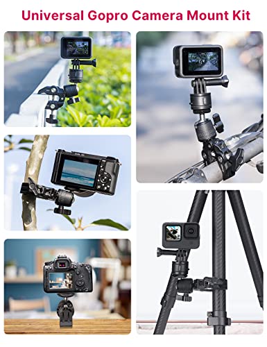 Clamp Mount Accessories for Gopro Hero - ULANZI R099 Super Clamp + Go Quick II Quick Release Adapter Magnetic Suction Bike Motorcycle Handlebar Attachments for Gopro 5/6/7/8/9/10/11 Black/Insta 360