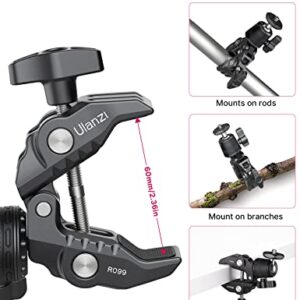 Clamp Mount Accessories for Gopro Hero - ULANZI R099 Super Clamp + Go Quick II Quick Release Adapter Magnetic Suction Bike Motorcycle Handlebar Attachments for Gopro 5/6/7/8/9/10/11 Black/Insta 360