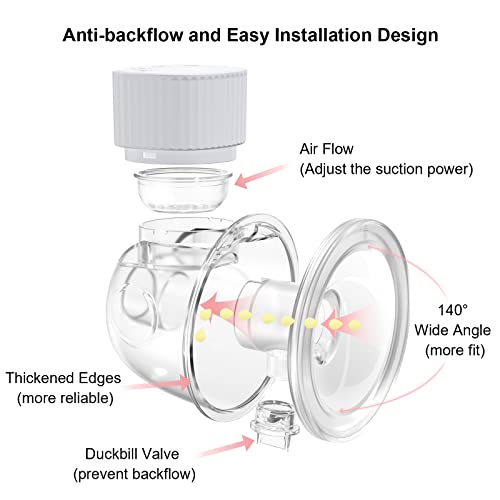 Double Wearable Breast Pump - KRX Electric Breast Pump Hands Free - 3 Mode and 9 Levels Touch Screen - Low Noise and Painless Breastfeeding - 19mm + 22mm + 25mm Flange YD-1193