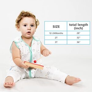 TILLYOU Toddler Sleeping Bag - 100% Cotton Toddler Wearable Blanket Sleep Sack Sleeveless Sleeping Bag TOG 0.5,Small Cloud,3T