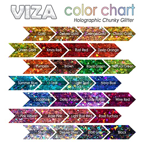 Viza Holographic Chunky Glitter 7.8oz/220g Xmas Red Craft Ultra Fine Glitter Powder Mixed Chunky PET Flake Sequin for Epoxy Resin Painting Arts Nail Hair Makeup Tumblers Slime Party Festival Decor