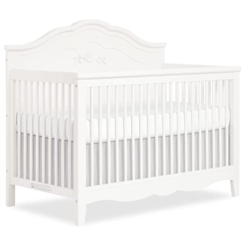 SweetPea Baby Rose 4-in-1 Convertible Crib in Ivory Lace, Baby Crib with Spindles, Greenguard Gold Certified, Easy Assembly, Sustainable New Zealand Pinewood