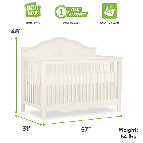 SweetPea Baby Rose 4-in-1 Convertible Crib in Ivory Lace, Baby Crib with Spindles, Greenguard Gold Certified, Easy Assembly, Sustainable New Zealand Pinewood