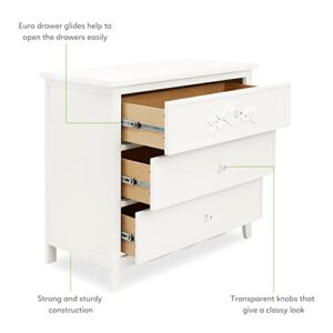 Sweetpea Baby Rose/Tiana Three Drawer Dresser in Ivory Lace, Made of Sustainable, Durable Pinewood, Easy to Assemble, Non-Toxic Finish, Wooden Nursery Furniture