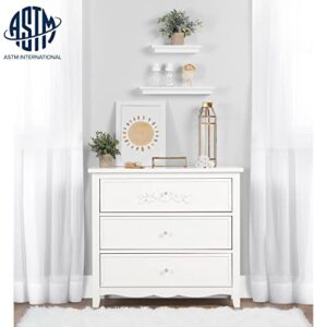 Sweetpea Baby Rose/Tiana Three Drawer Dresser in Ivory Lace, Made of Sustainable, Durable Pinewood, Easy to Assemble, Non-Toxic Finish, Wooden Nursery Furniture