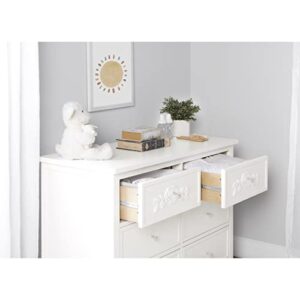 SweetPea Baby Rose/Tiana Double Dresser in French White, Made of Sustainable Pinewood, Easy to Assemble, Non-Toxic Finish, Six Spacious Drawers, Nursery Furniture