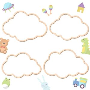 4 pieces cloud wall decor boho nursery decor wooden sun decor baby nursery wall decor wooden rainbow for nursery children baby kids boys girls bedroom decor (cloud)