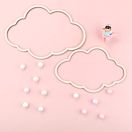 4 Pieces Cloud Wall Decor Boho Nursery Decor Wooden Sun Decor Baby Nursery Wall Decor Wooden Rainbow for Nursery Children Baby Kids Boys Girls Bedroom Decor (Cloud)