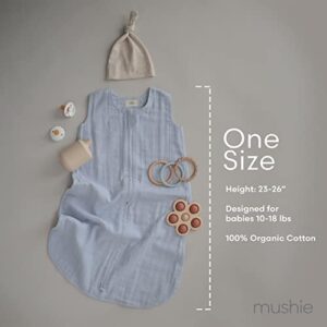 mushie Baby Wearable Blanket | 100% Organic Cotton Muslin | Sleeping Bag for Infants (Fog)